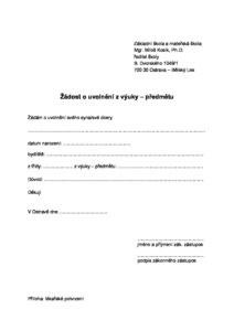 Žádost o uvolnění z výuky – předmětu – web.docx